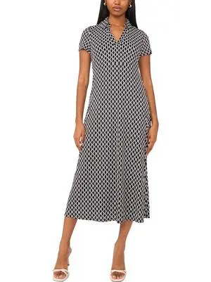 Halogen Allover Print A-line Dress - Rich Black