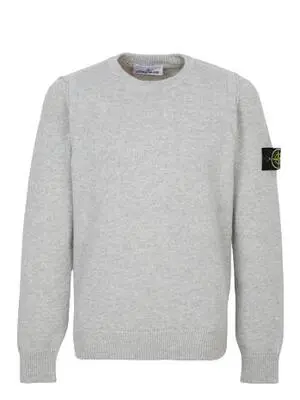 Stone Island Crew Neck Logo Sweater - Gray
