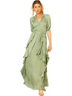 Hale Bob Solid Maxi Dress - Green