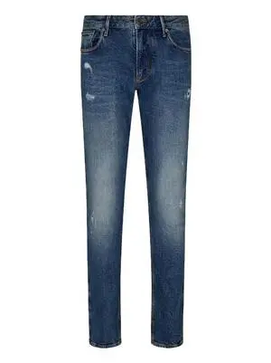 Emporio Armani J06 Slim-fit Ripped Denim Jeans - Blue