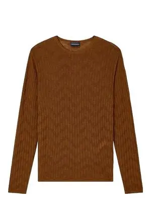 Emporio Armani Patterned Knit Wool And Silk-blend Jumper - Natural