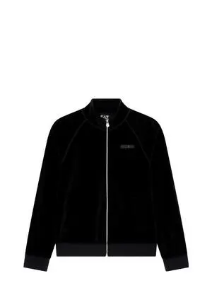 EA7 Athletic Velour Zip-up Sweatshirt - Black