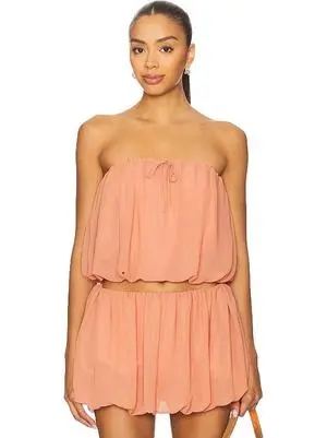 Tularosa Nina Strapless Chiffon Top With Front Tie Detail - Peach