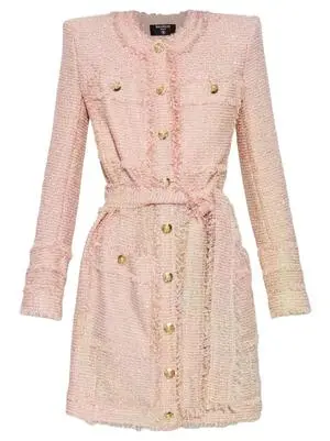 Balmain Sequin-embellished Tweed Mini Dress - Pink
