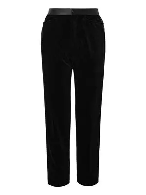 TOM FORD Atticus Straight-leg Satin-trimmed Cotton-velvet Tuxedo Trousers - Black