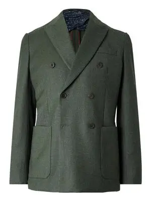 Paul Smith Double-breasted Wool And Cashmere-blend Suit Jacket - Green