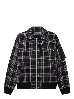 Sacai Nylon-trimmed Padded Checked Cotton-flannel Blouson Jacket - Black