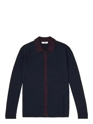 Mr P. Two-tone Merino Wool Shirt - Blue