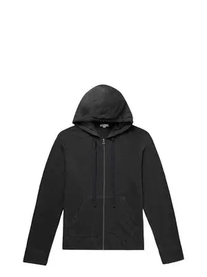 JAMES PERSE Garment-dyed Cotton-jersey Zip-up Hoodie - Gray
