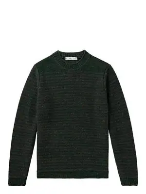 Inis Meáin Striped Merino Wool And Cashmere-blend Sweater - Green