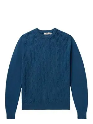 Inis Meáin Slim-fit Cable-knit Merino Wool And Cashmere-blend Sweater - Blue