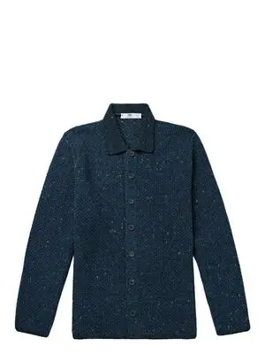 Inis Meáin Breidin Merino Wool And Cashmere-blend Shirt Jacket - Blue