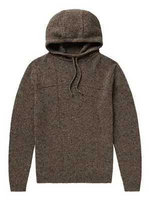 Inis Meáin Lifeline Merino Wool And Cashmere-blend Hoodie - Brown