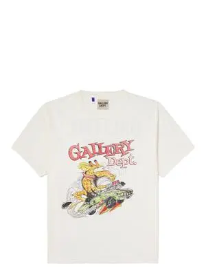 GALLERY DEPT. Rally Glittered Logo-print Cotton-jersey T-shirt - Neutrals