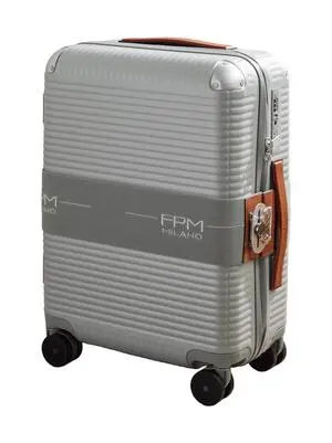FPM MILANO Bank Zip Deluxe M 55cm Leather-Trimmed Polycarbonate Spinner Carry-On Suitcase Gray