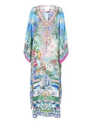 Camilla Floral-print V-neck Silk Kaftan - Spirit Of Santa Maria