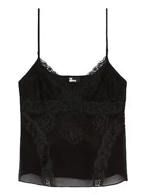 The Kooples Lace V-neck Sleeveless Top - Black
