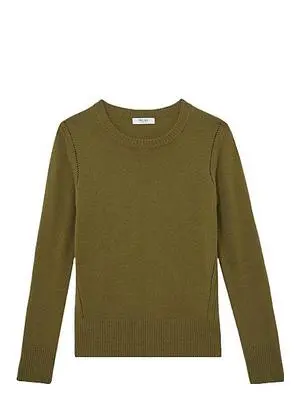 REISS Anya Open Stitch-detail Wool-blend Jumper - Khaki Green