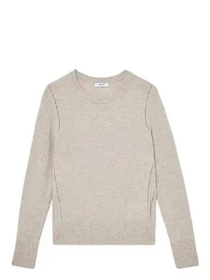REISS Anya Open Stitch-detail Wool-blend Jumper - Oatmeal Neutral