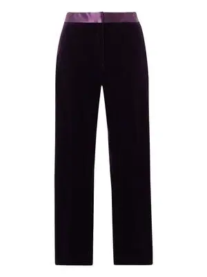 TOM FORD Satin-trimmed Cotton-blend Velvet Straight-leg Pants - Purple