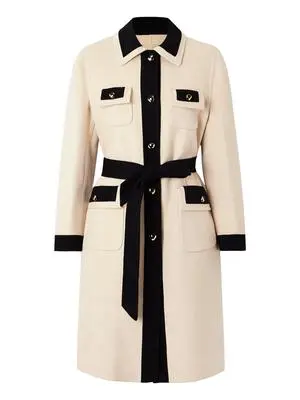 Valentino Garavani Belted Brushed Wool And Cashmere-blend Coat - Cream