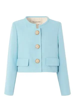 Valentino Garavani Cropped Canvas Jacket - Blue