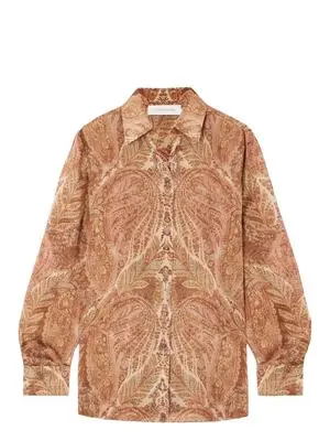 Zimmermann Paisley-print Silk-satin Shirt - Cream