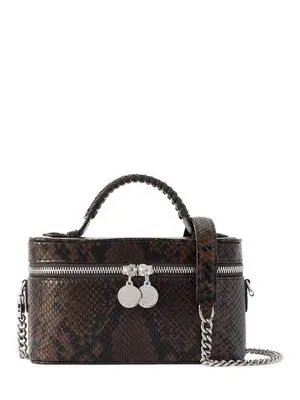 Stella McCartney Snake-Effect Shoulder Bag Dark Brown