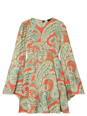 Etro Pleated Paisley-print Crepe Mini Dress - Multi