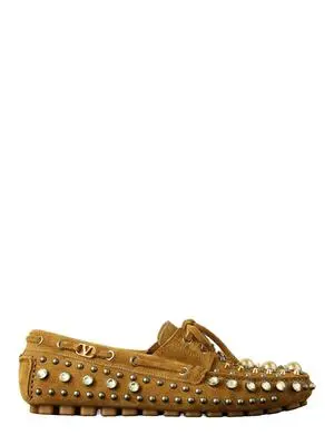 Valentino Garavani Fastaway Embellished Loafers - Brown