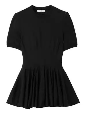 Alaïa Wool Peplum Top - Black