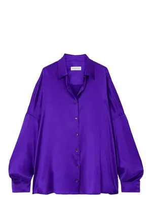 Dries Van Noten Casia Oversized Silk-satin Shirt - Purple