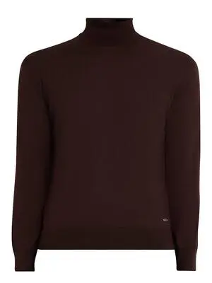 Brioni Cashmere And Silk Slim Turtleneck Sweater Coffee