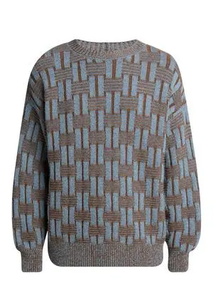 Giorgio Armani Basketweave Wool Crewneck Sweater - Fancy Brown