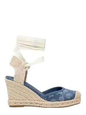 Guess 100mm Denim Wedge Espadrilles - Blue