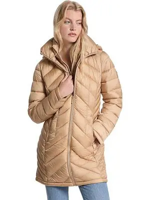 Michael Kors Packable Quilted Nylon Puffer Coat - Natural