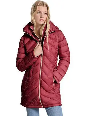 Michael Kors Packable Quilted Nylon Puffer Coat Red