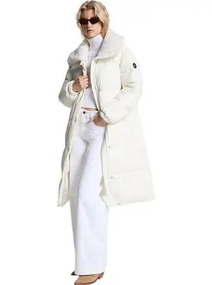 Michael Kors Packable Quilted Nylon Puffer Coat White