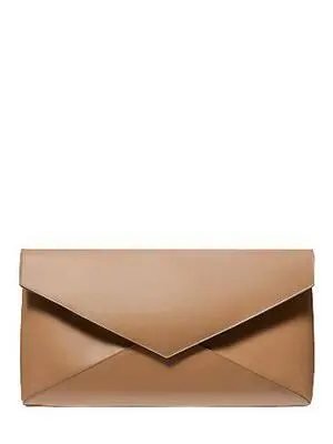 Michael Kors Jeanne Medium Leather Envelope Clutch - Brown