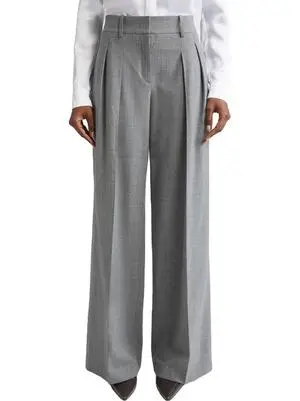 Michael Kors Pleated Slouch Stretch Wool Trousers - Banker Melange