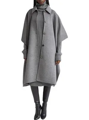 Michael Kors Double Face Wool Melton Poncho Coat - Banker Melange