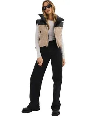 LAMARQUE Melicia Reversible Puffer Vest - Black Ecru
