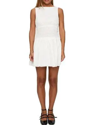 Princess Polly Yennifer Eyelet Smocked Cotton Mini Sundress - White