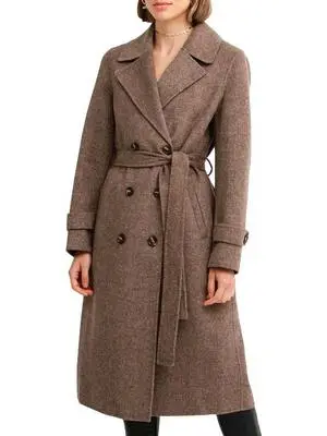 BELLE & BLOOM Belted Wool-blend Coat - Walnut