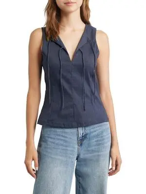 Mango Dena Tie-front Sleeveless Top - Blue