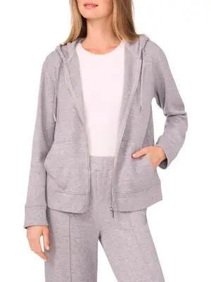 Vince Camuto Relaxed Fit Zip-Up Hoodie Granite
