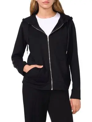 Vince Camuto Relaxed Fit Zip-Up Hoodie Rich Black