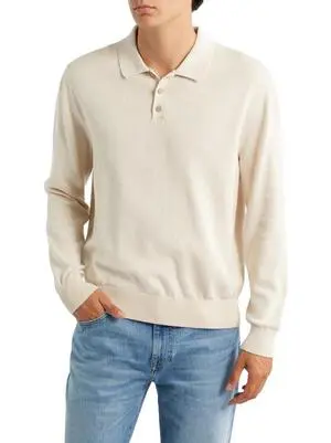 ALEX CRANE Feather Organic Cotton Polo Sweater - Cream