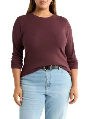Treasure & Bond Crewneck Knit Top - Burgundy Fudge