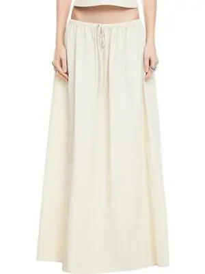 Lioness Maxi Skirt With Drawstring Waist - Oyster